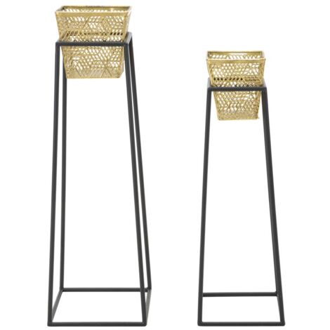 Set 2 Porta Vasi Square Ø 23x70-20x60 cm in Ferro