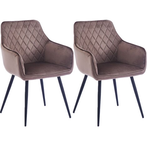 Set 2 Sedie da Pranzo in Velluto Marrone Ergonomica Poltrona Sedia Ufficio Casa