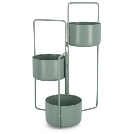 Porta Vasi 3 Ripiani 45x21x68 cm in Acciaio Keyra Salvia