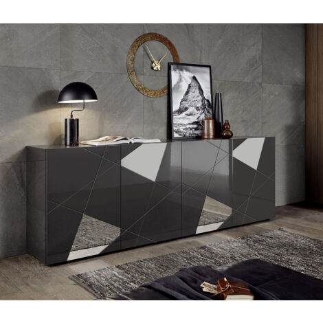 Madia Design Moderno 4 Ante con Serigrafie e Specchi Vittoria 241x42x84 ...