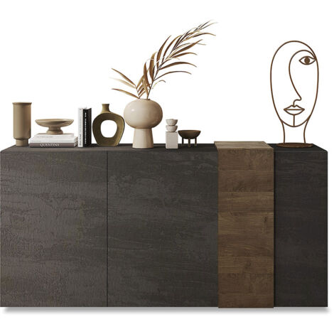 Madia Design Moderno 3 Ante Venus 181x44x84 cm Titanio E Noce Mercure