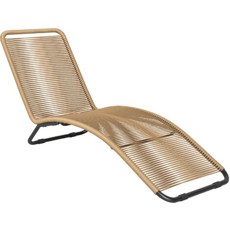 Lettino Sdraio da Giardino a S 176x58x82 cm in Rattan PE e Acciaio Nero ...