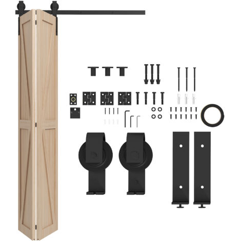 Kit Porta Scorrevole a Libro 122x0.5x4 cm con Binario e Cerniere in ...