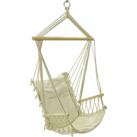 Amaca Sedia Sospesa 65x45x60 cm in Cotone Max 120 Kg Narciso Bianca