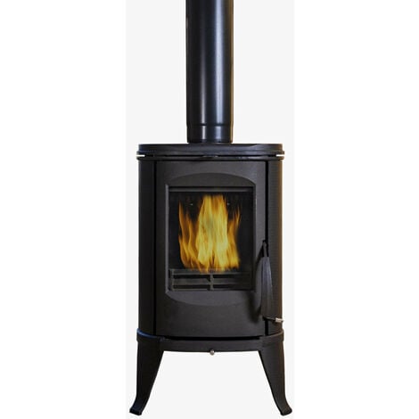 Stufa a Legna in Ghisa 7,5 kW 47,7x47,35x86 cm Eliptiko Nera