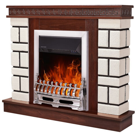 Camino Elettrico da Pavimento 87,4x108x24,5 cm Effetto Fiamma 2000W ...