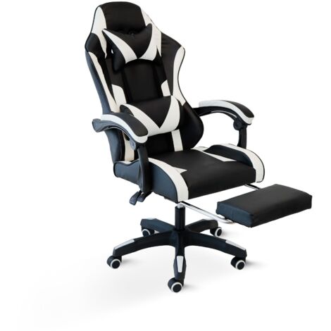 Poltrona Racing Omega con Piedi Nera Bianca Similp