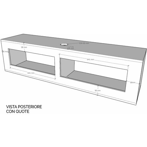 Mobile TV con Anta a Ribalta e Passacavi 153,6x40x39,6 cm con piedini ...