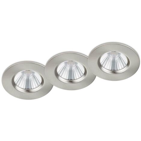 Ensemble de 3 spots encastrables LED ronds Zagros en acier, dimmables ...