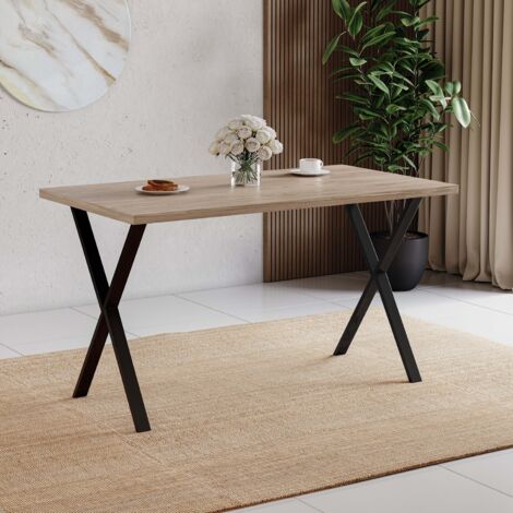 4 Seater Dining Table With X Shape Legs MDF Dining Area Kitchen ...