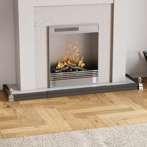Fire Fender Fireplace Guard Fireside Accessory, Black-&-Silver