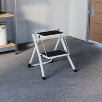 2 Step Stool With Anti-Slip Mat Iron Frame Home DIY Ladder