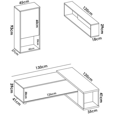 Dmora - Parete attrezzata Denali, Set da soggiorno modulare ad angolo ...