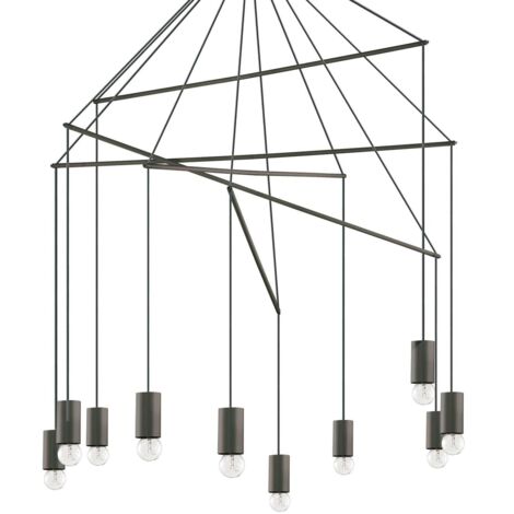 Lampadario id-pop sp10 e27 led 10 luci metallo bianco nero opaco ...