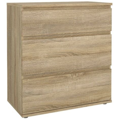 Dmora Cassettiera a tre cassetti, colore quercia, cm 76 x 83 x 40, con ...
