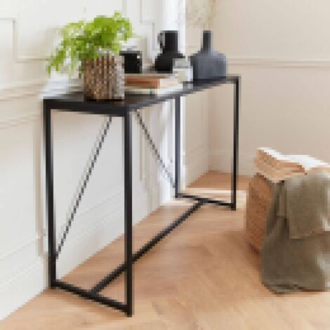 120cm metal console with reinforcement bar, Industrielle, Black ...