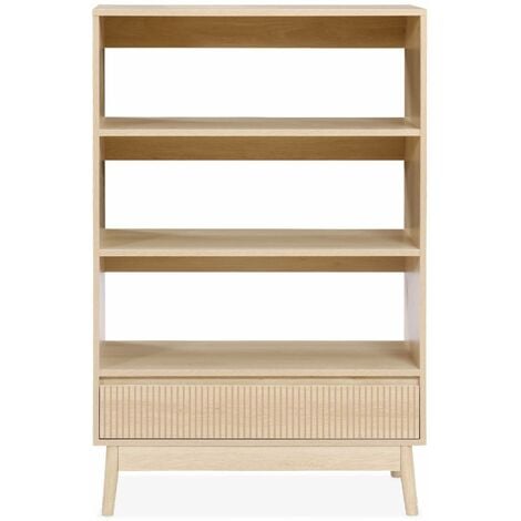 3-shelf bookcase with wood effect, Linear, Natural, 80x40x120 cm