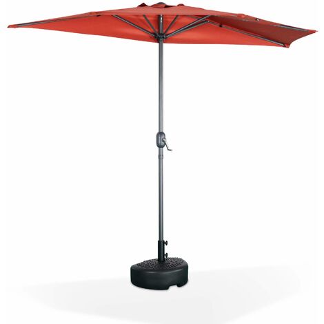 2.5m round half parasol for balcony, Calvi, Terracotta