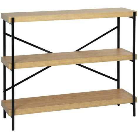 3-level shelf with an ash and metal effect, Loft, Natural, 100x30x79 cm