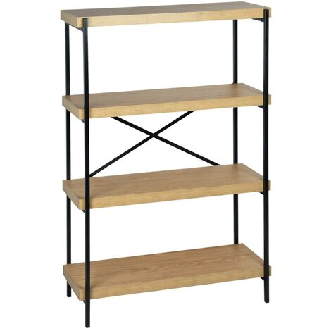 4-level shelf with an ash and metal effect, Loft, Natural, 80x30x120 cm