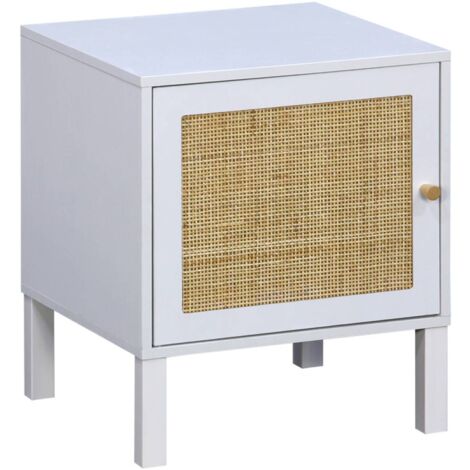 White wood and cane effect children's bedside table, Boheme kids, Blanc ...