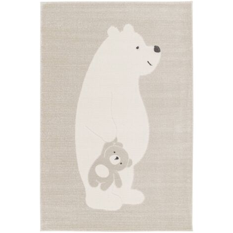 Children's beige rug, teddy bear print, Ryan, 150x80 cm