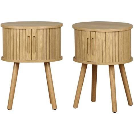Pair of bedside tables with sliding doors, Legacy, Natural, 40x34x54.8 cm