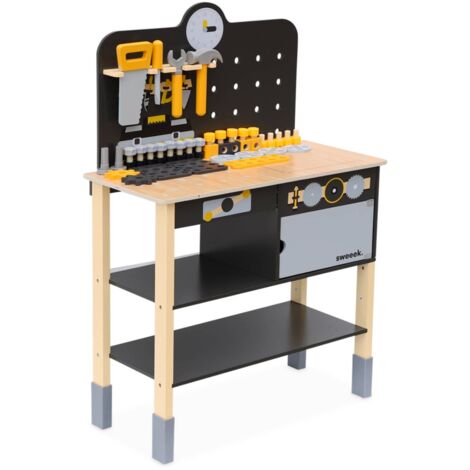Children's wooden workbench with 53 pieces, Loulou, Multi-coloured, 59 ...