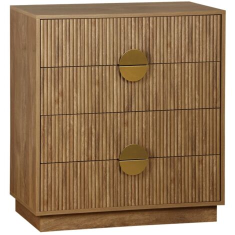 4-drawer chest with grooved mango wooden effect, Celian, Mango effect ...
