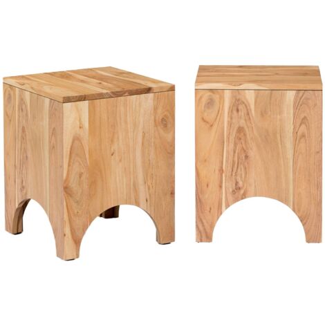 Pair of wooden side tables, Malapo, Natural, 35x35x45 cm