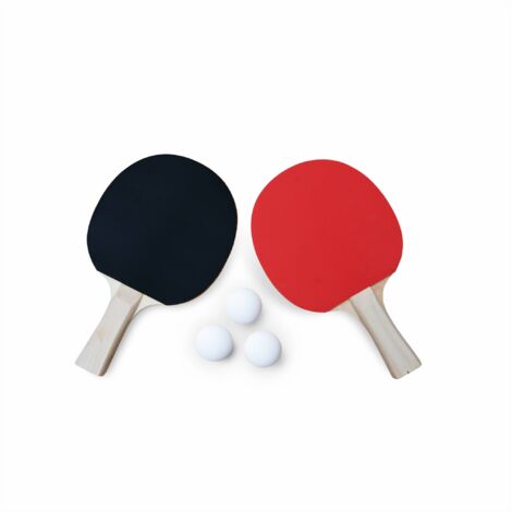 Pair of ping pong paddle + 3 balls, Kit ping pong, Black and Red ...