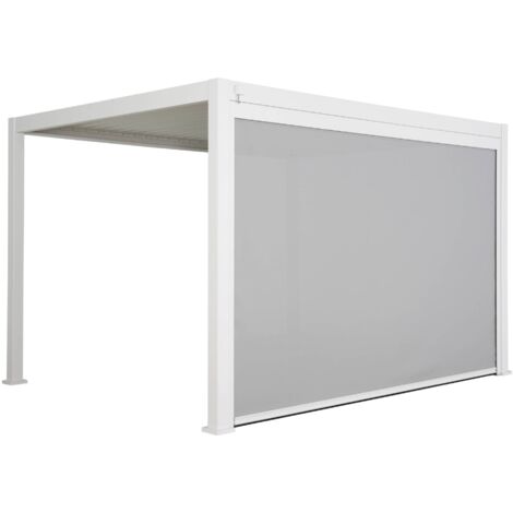 3x4m louvered pergola + 4m privacy screen, Triomphe + screen, White ...