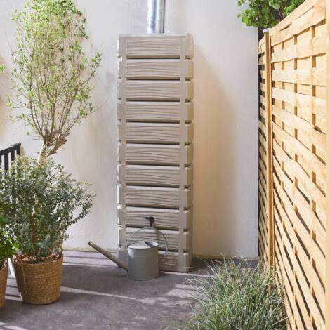 Wall-mounted water butt, blow-moulded, 300L, UV-resistant, with lid ...