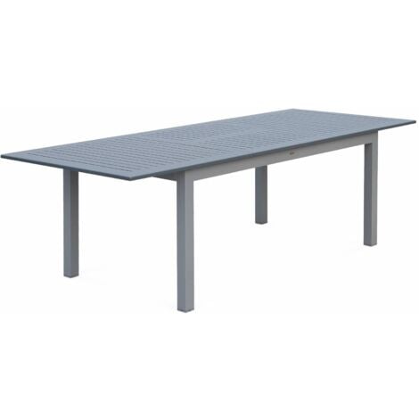 8-seater extendable garden table aluminum, Chicago, Grey, 244x100x75 cm