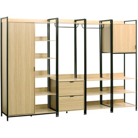 Modular dressing kit with 4 elements, Clever, Black, L 280 x D 48 x H ...