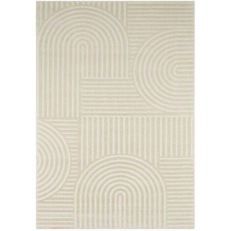 JENNY indoor rug with graphic arch pattern, short pile, cream, 160 x 230 cm