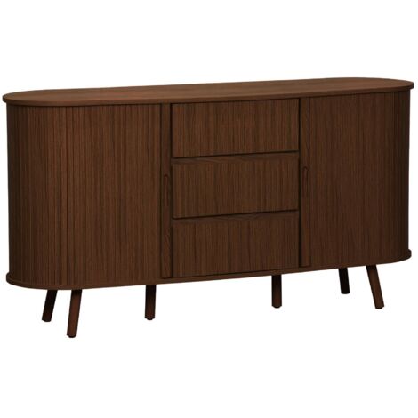 Scandinavian oval sideboard with 2 sliding doors, 4 compartments, 3 ...