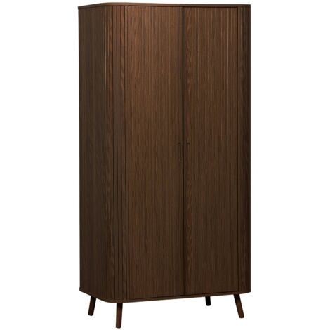 2-door grooved wood effect wardrobe with shelf and hanging rail, L 90 x ...