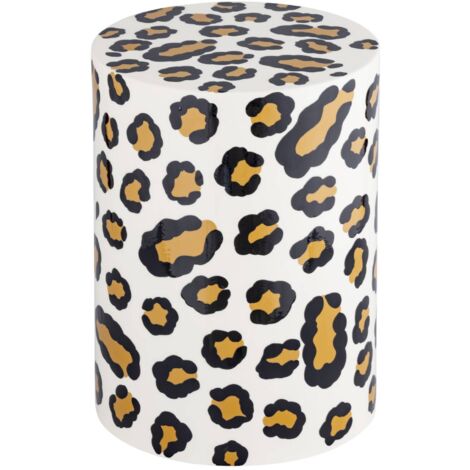 Side table, end table, bedside table in enameled steel, leopard pattern ...