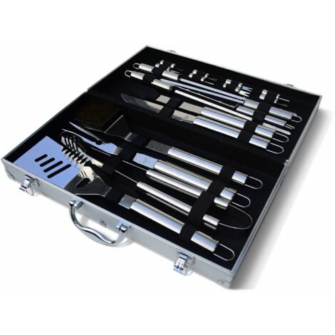 Set of 18 pieces barbecue tool set with a case, Barbecue Tool Set, Grey ...