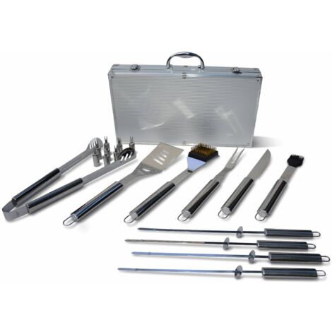 Set of 18 pieces barbecue tool set with a case, Barbecue Tool Set, Grey ...