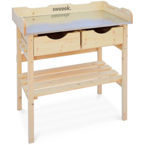 Wooden gardening table, Petunia, Natural, 80x45x86 cm