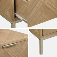 Pair of herringbone bedside tables with 2 drawers, Budapest, Natural, 45x40x45 cm