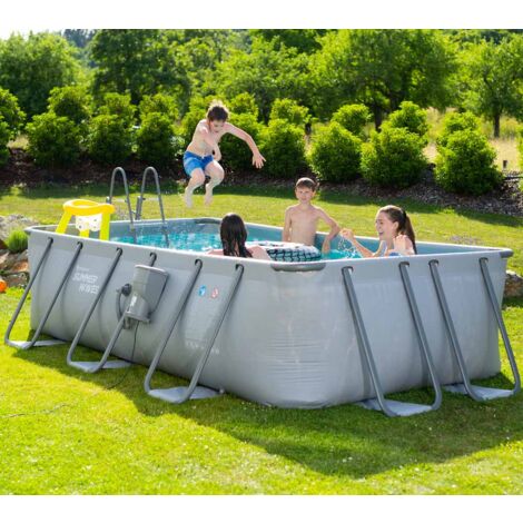 Summer Waves Elite Frame Pool Aufstellpool rechteckig Grau 400x200x100 cm