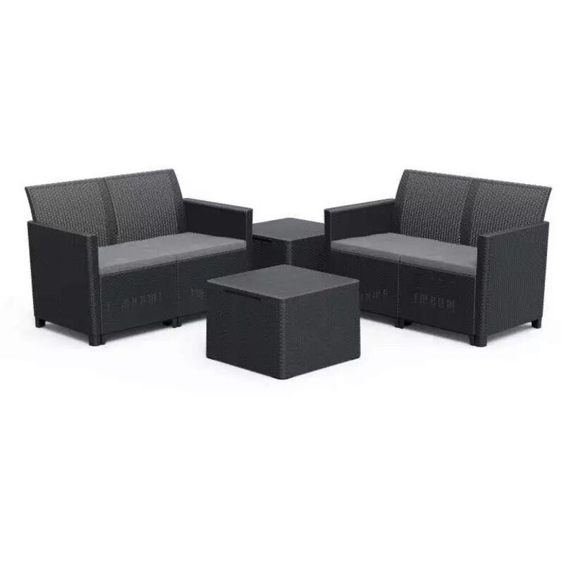 Keter Set 2 Canapés + 2 Tables Basses Containers CLAIRE CANAPÉ DOUBLE ...