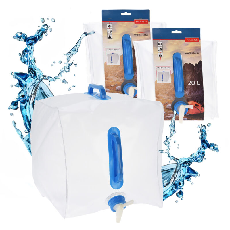 Faltbarer 20 Liter Wasserkanister mit Zapfhahn - 2er Set - Tragbarer ...
