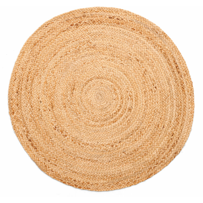 Jute Teppich handgewebt natur - rund / 100 cm - Bodenmatte Läufer ...