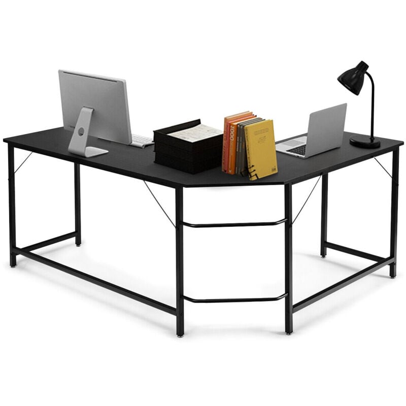 L-Shaped Corner Computer Desk Industrial Pc Table Large Workstation ...