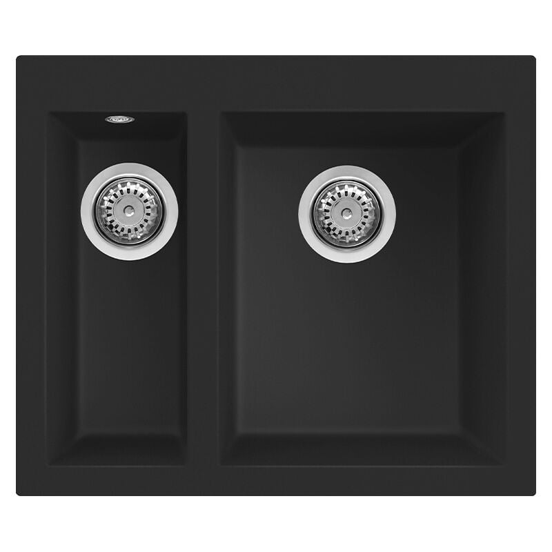 Elleci - Lavello Incasso 2 Vasche 59X50 Quadra 150 Keratek Plus Nero ...