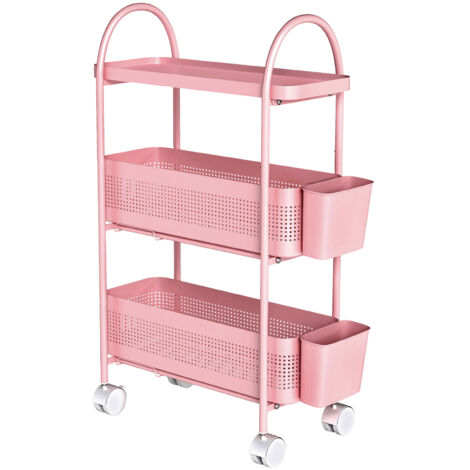 Levede 3 Tier Storage Trolley Cart on Wheels Kitchen Utility Rolling ...